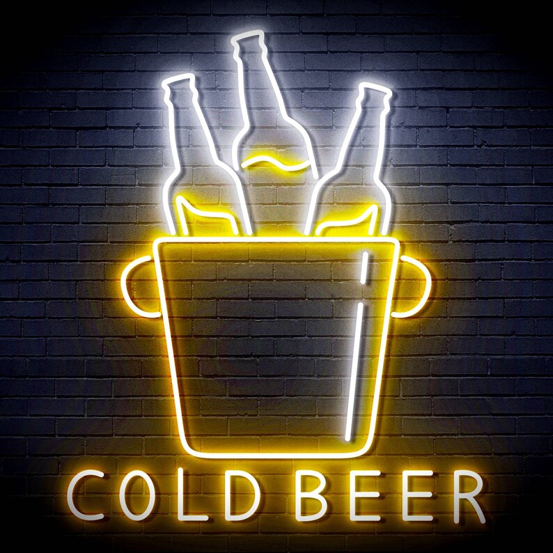 Cold Beer with Bucket Neon Sign – Lets Custom Studio - Custom Neon Signs