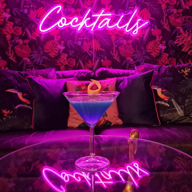 Cocktails Neon Sign, Cocktail Led Neon – Lets Custom Studio - Custom ...