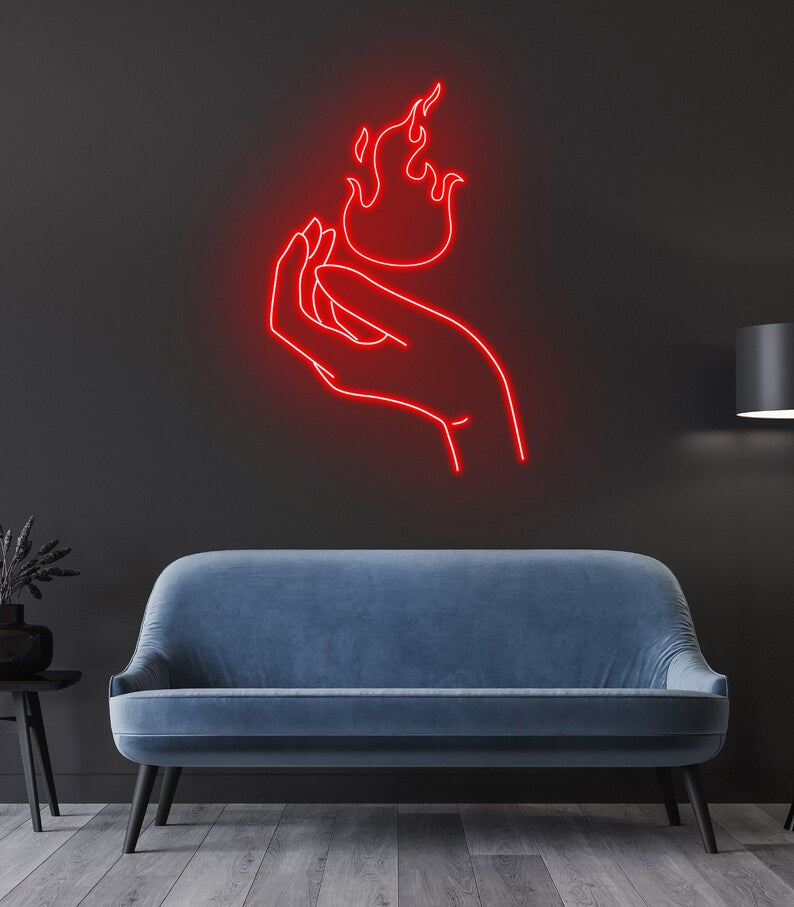 Fire Power Hand Neon Sign – Lets Custom Studio - Custom Neon Signs