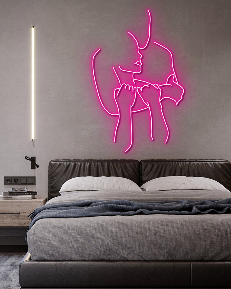 Hugging Couple Abstract Art Neon Sign – Lets Custom Studio - Custom ...