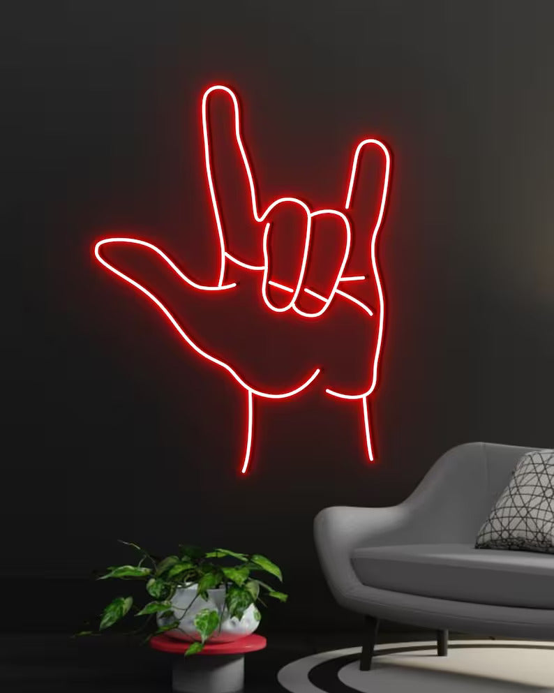 Rock N Roll Hand Neon Sign – Lets Custom Studio - Custom Neon Signs